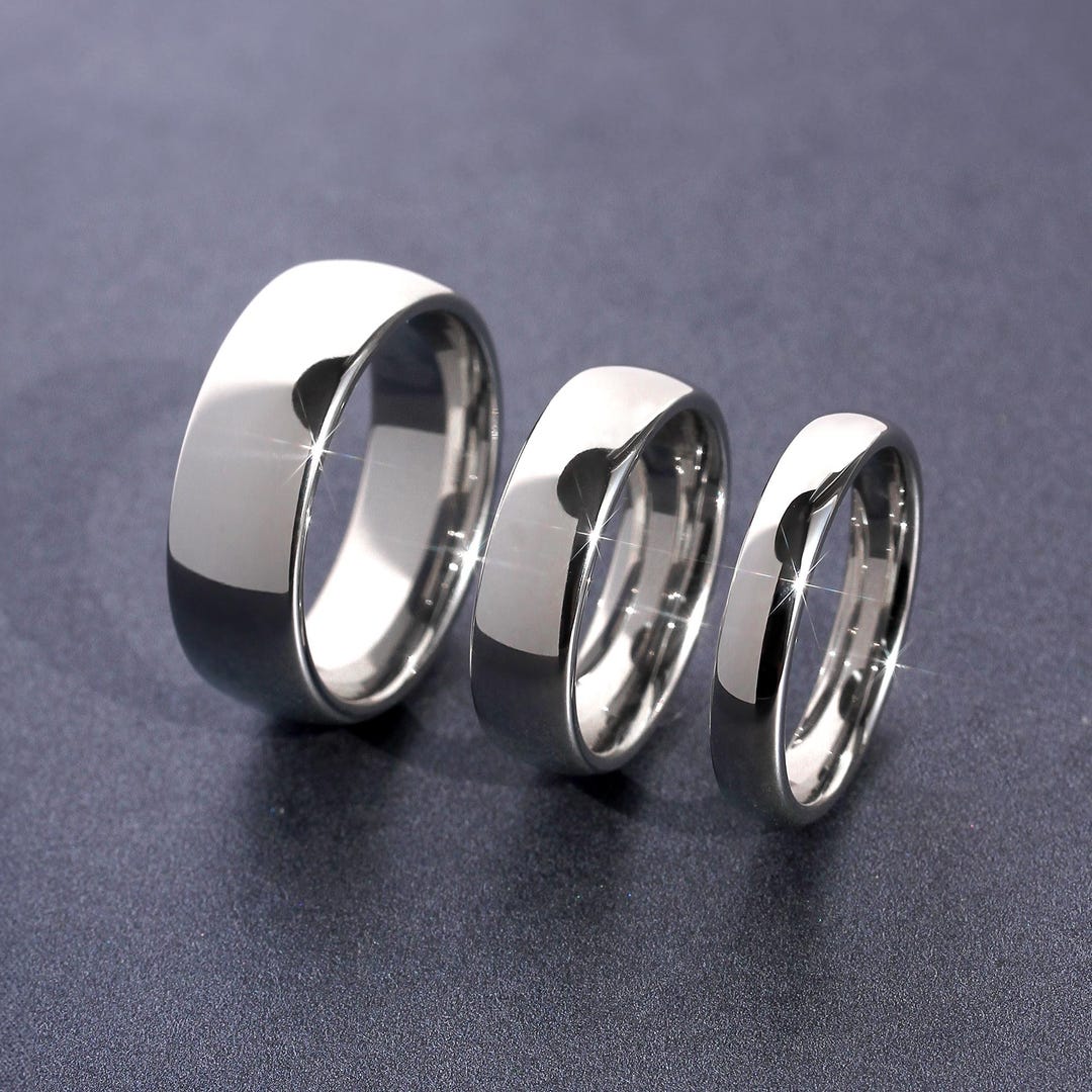 Matching Couples Rings, White Tungsten Wedding Band 4mm, 6mm, 8mm ...