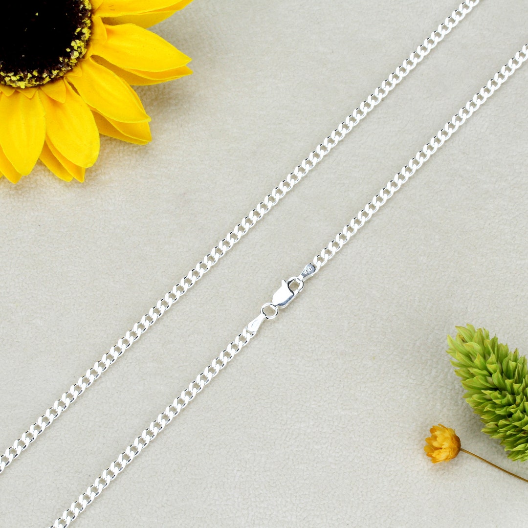 925 Sterling Silver Necklace Thin 1.7mm to Thick 10mm Solid Curb Chain ...