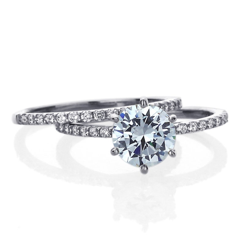 Gold Engagement Ring Set Solid 14K Gold or 14K White Gold - Etsy