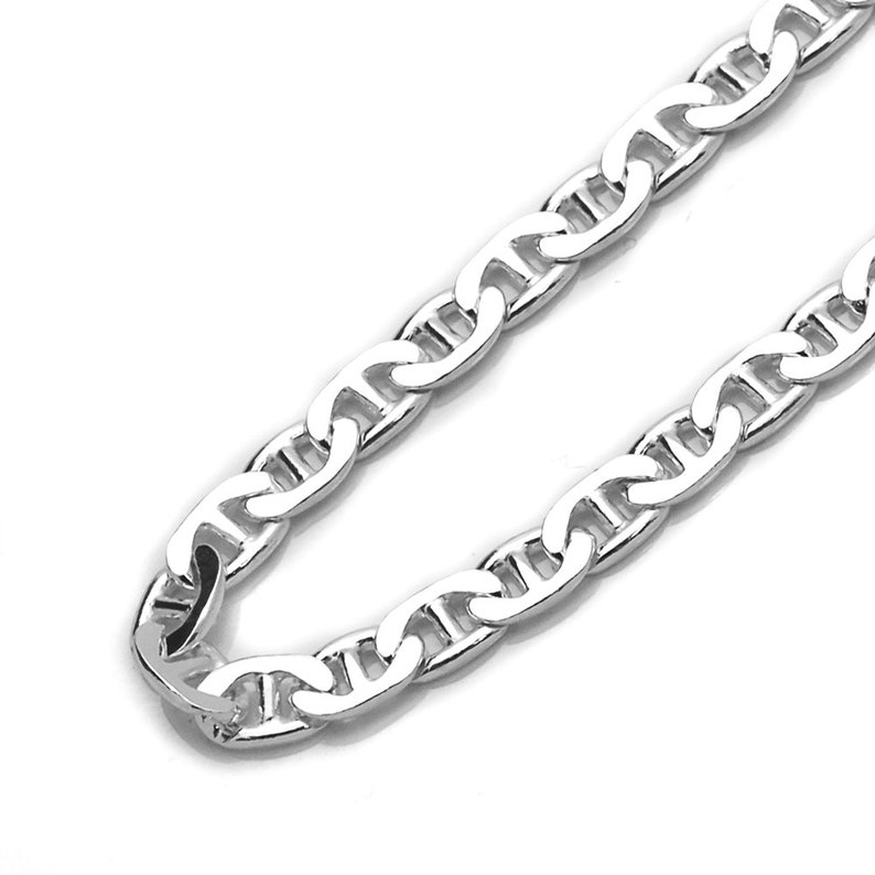 Men Women 4MM Sterling Silver Necklace Mariner Link Chain - Etsy