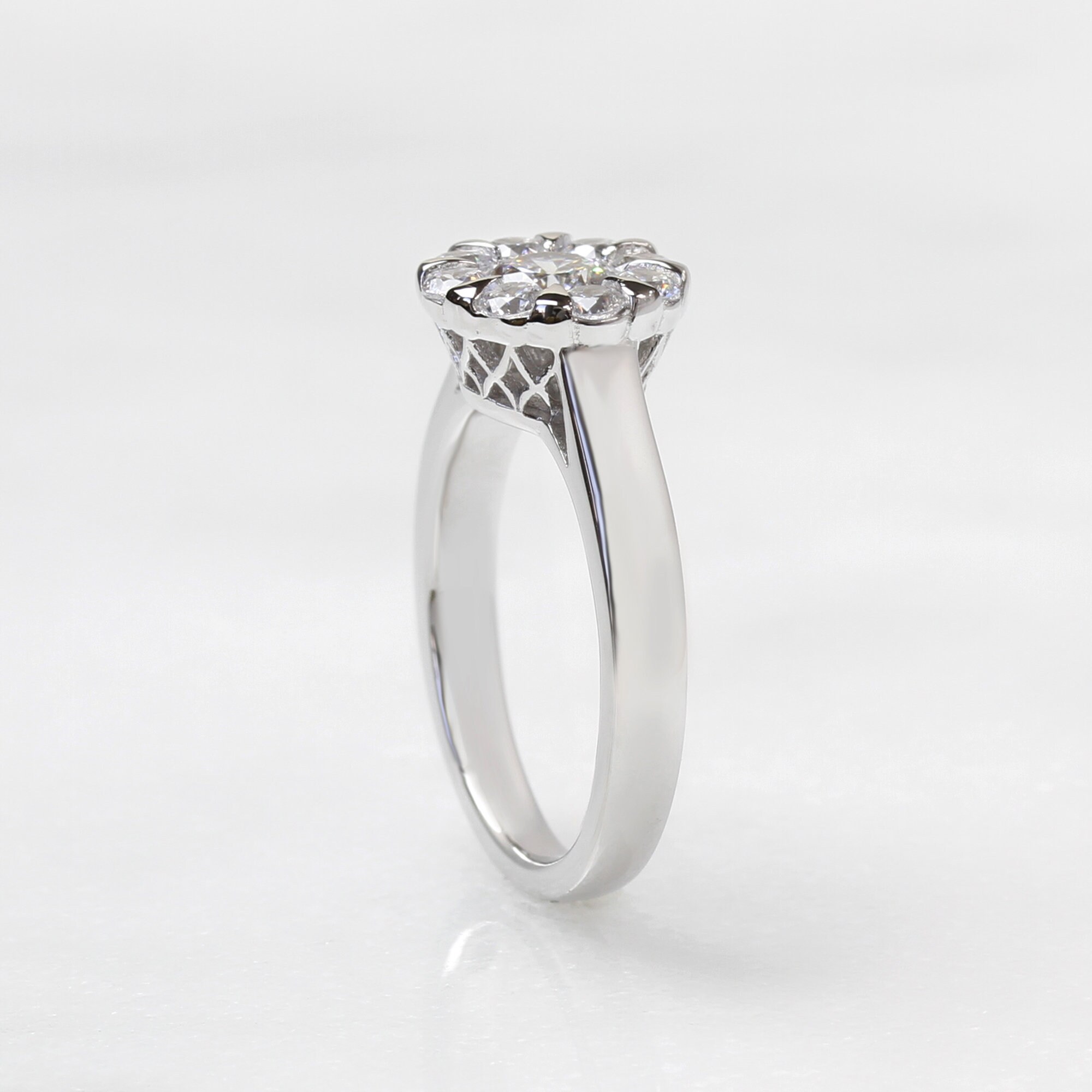 Platinum Plated Silver Wedding Ring 1 Carat CZ Stone Cluster | Etsy