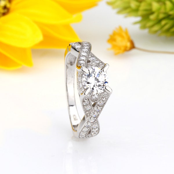 Simulated Diamond Engagement Ring - Etsy