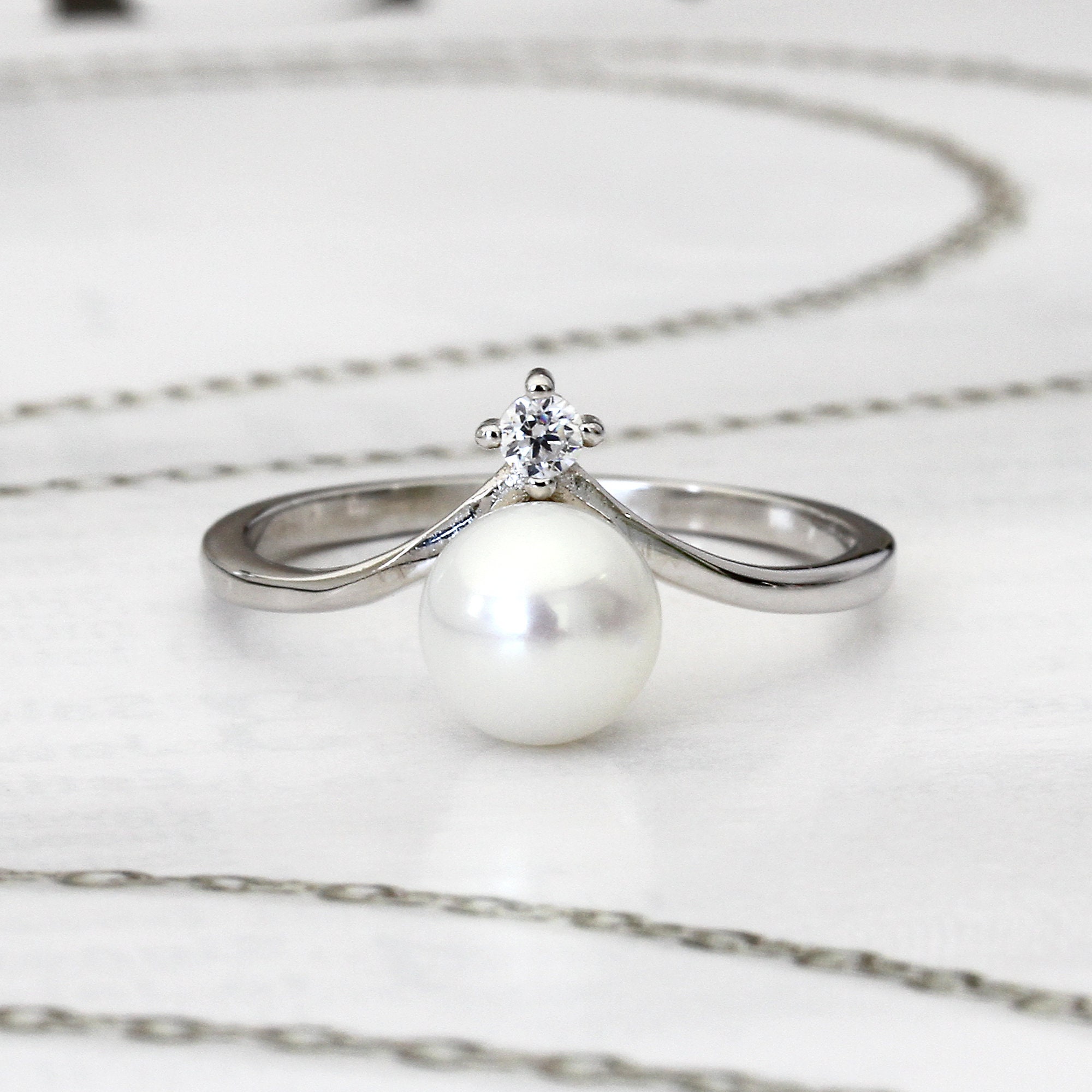 Genuine Pearl Ring 925 Sterling Silver Ring Tahitian Black | Etsy