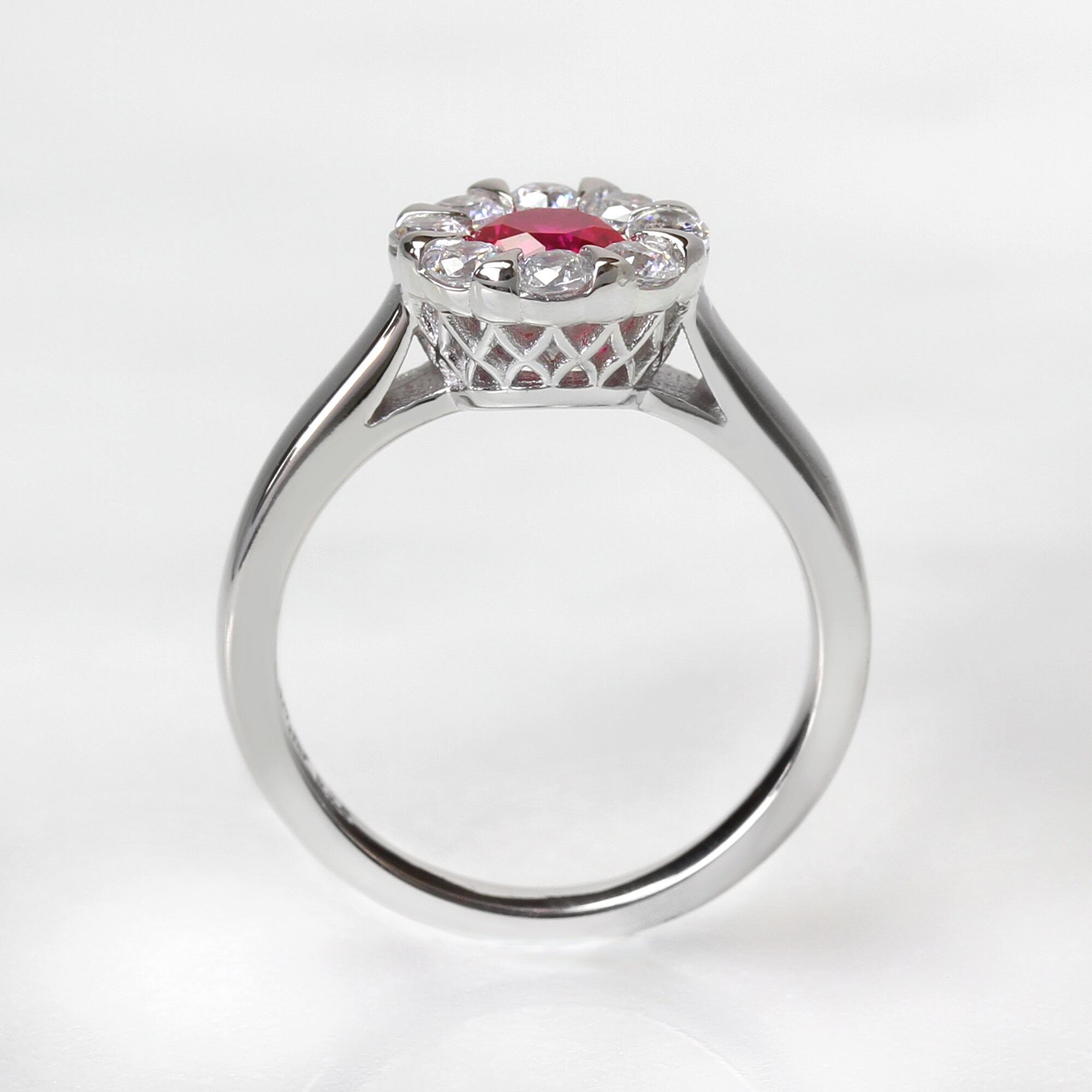 Simulated Ruby Ring Platinum Plated Silver Wedding Ring for | Etsy