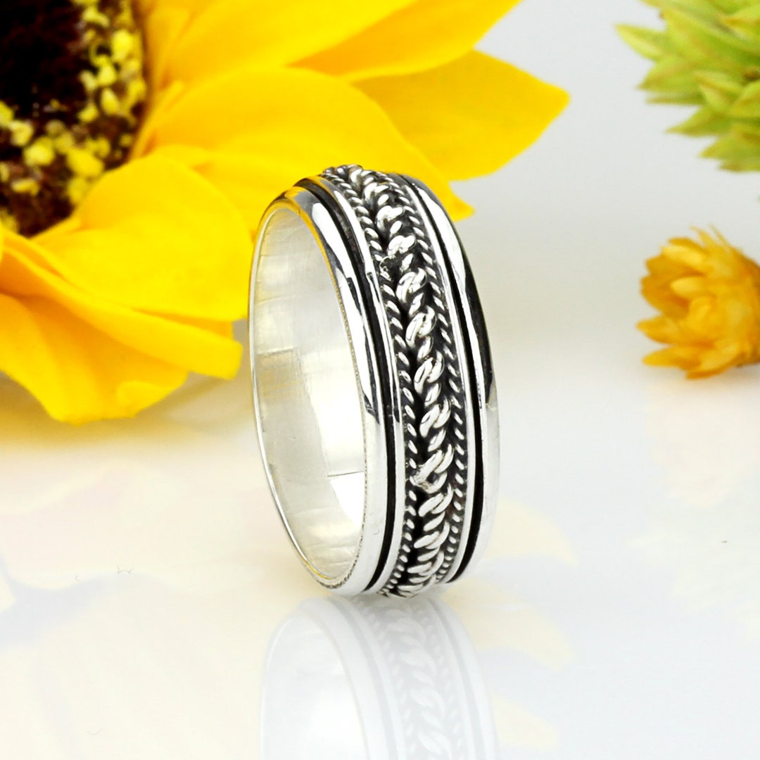 Custom Engraving Men Women 7mm 925 Sterling Silver Wedding Band Oxidize ...