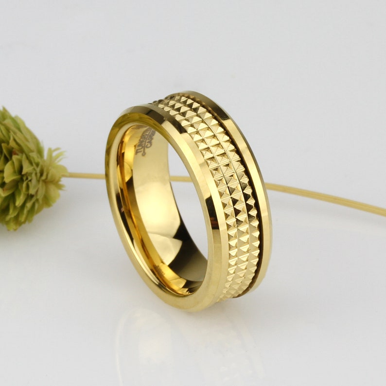 Men Women Tungsten Ring 8mm Yellow Gold IP Ring Plated - Etsy