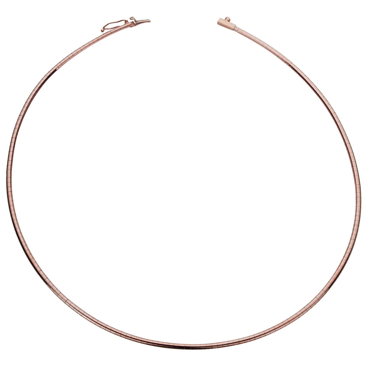 Women Solid 14K Rose Gold Chain Necklace 2mm Flat Omega | Etsy