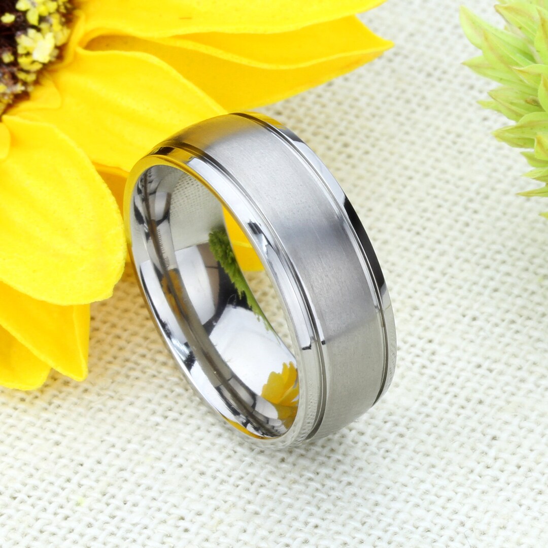 Custom Engraved Personalized Ring, Men Women 8mm Comfort Fit Titanium ...