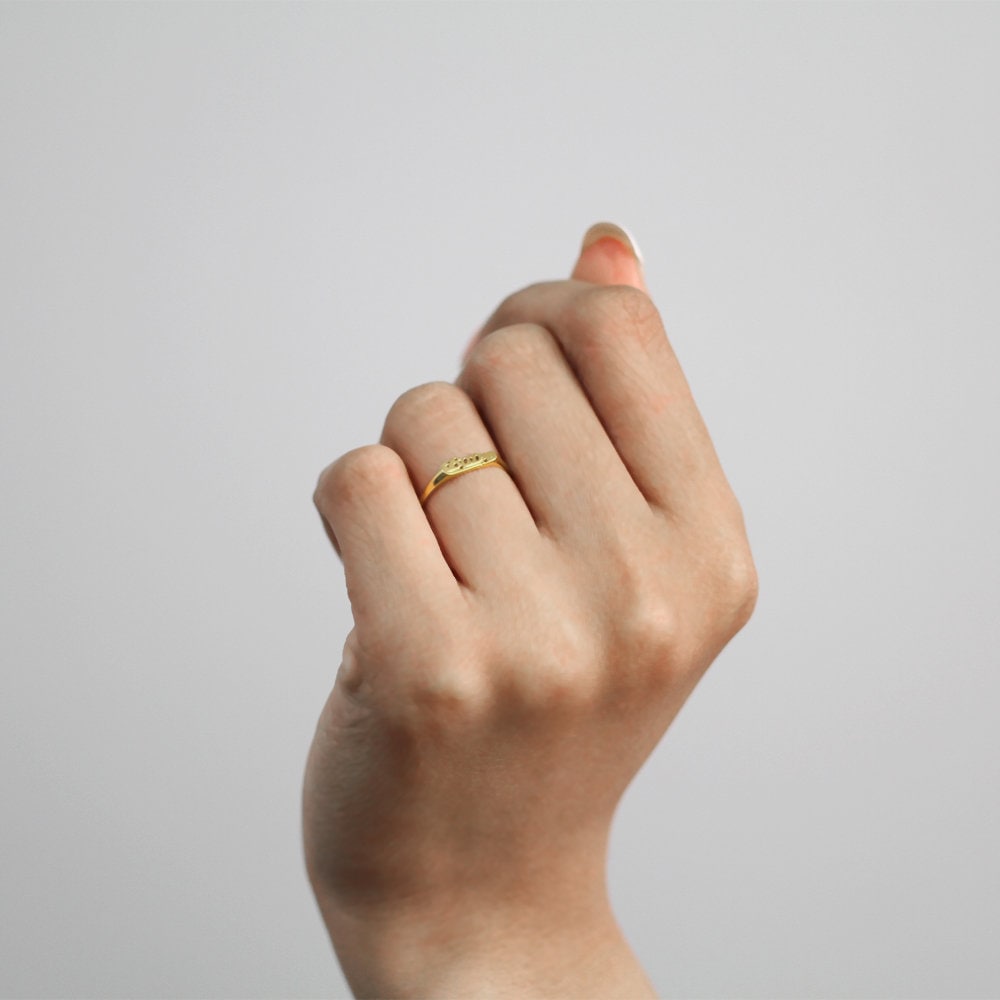 Letters Baby Ring Solid 14K Gold Ring Statement Ring | Etsy