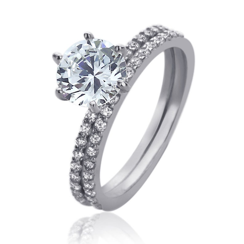 Gold Engagement Ring Set Solid 14K Gold or 14K White Gold - Etsy