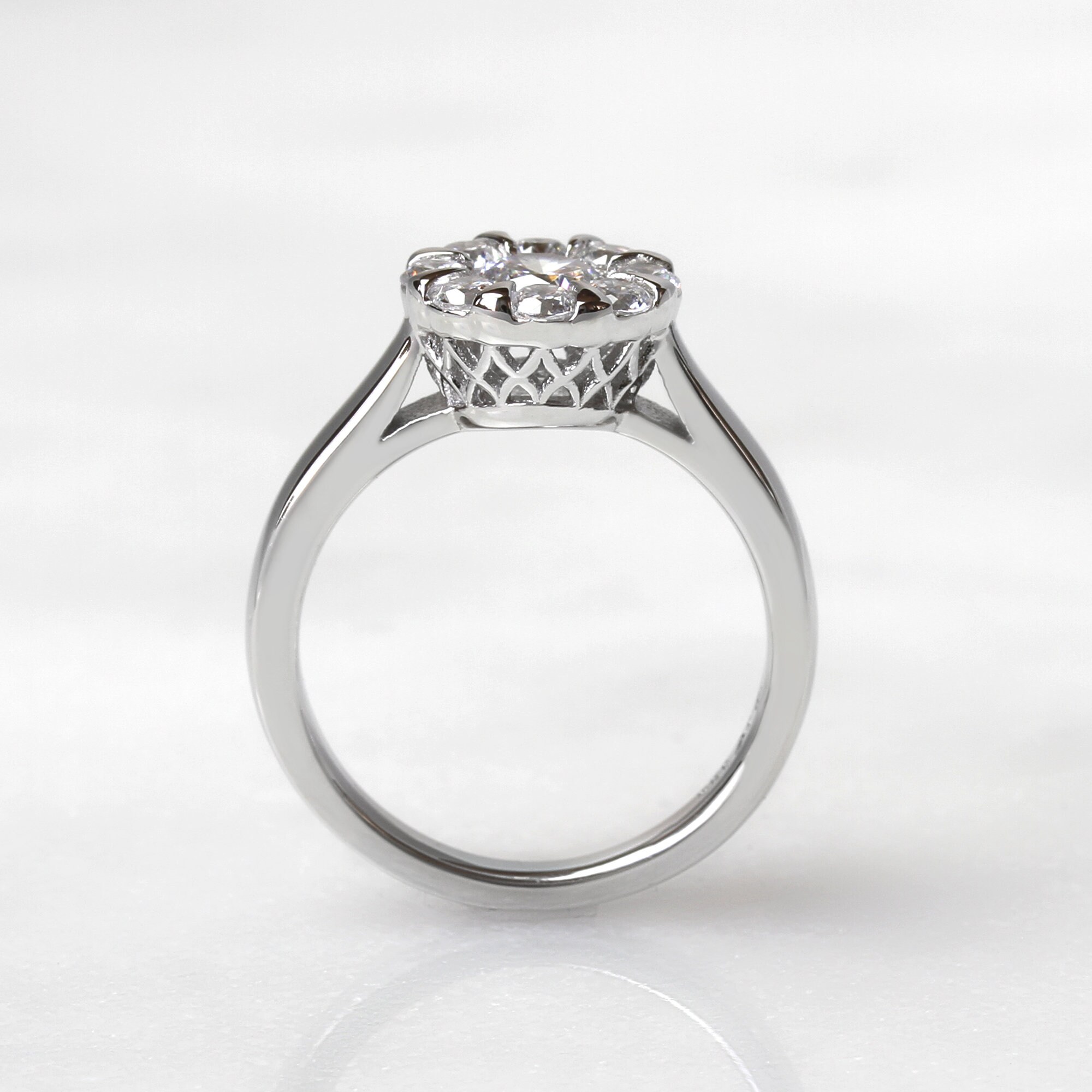 Platinum Plated Silver Wedding Ring 1 Carat CZ Stone Cluster | Etsy