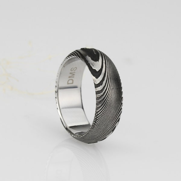 Titanium Damascus Ring - Etsy