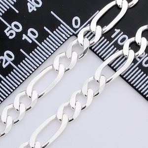 Thick 5mm-10mm Figaro Chain: 925 Sterling Silver Necklace, High Polish ...