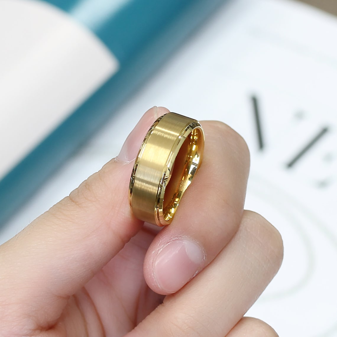 Men Women Tungsten Wedding Band 8MM Yellow Gold IP Plated - Etsy