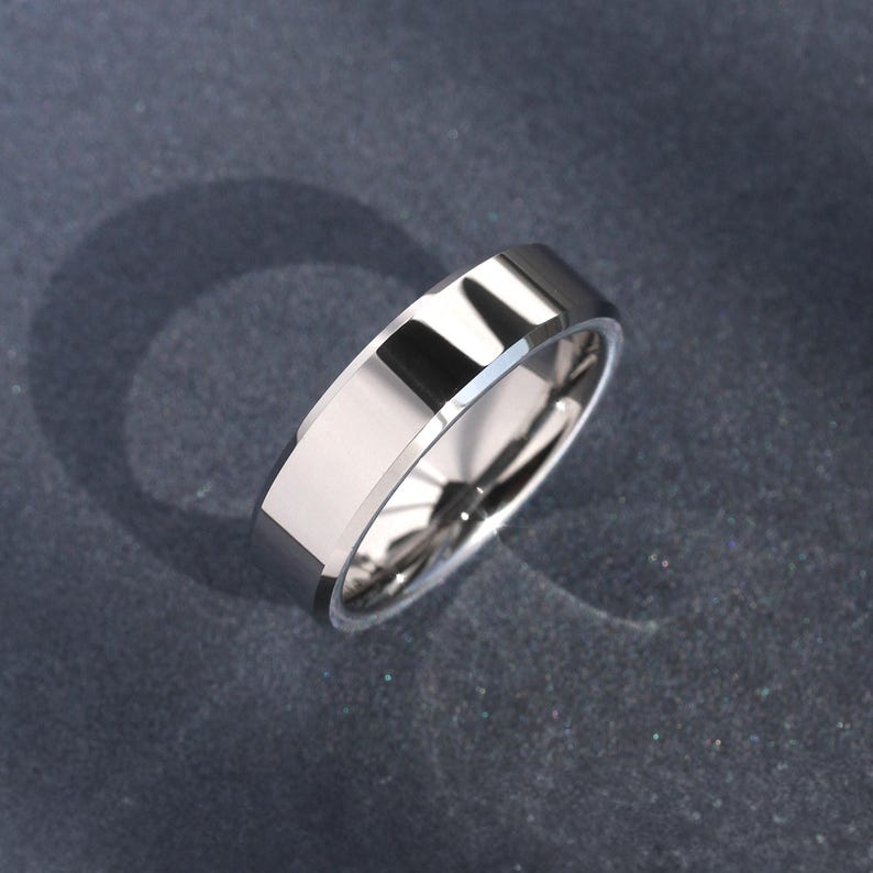 Matching Couples Rings, White Tungsten Wedding Band, Custom Engraved ...