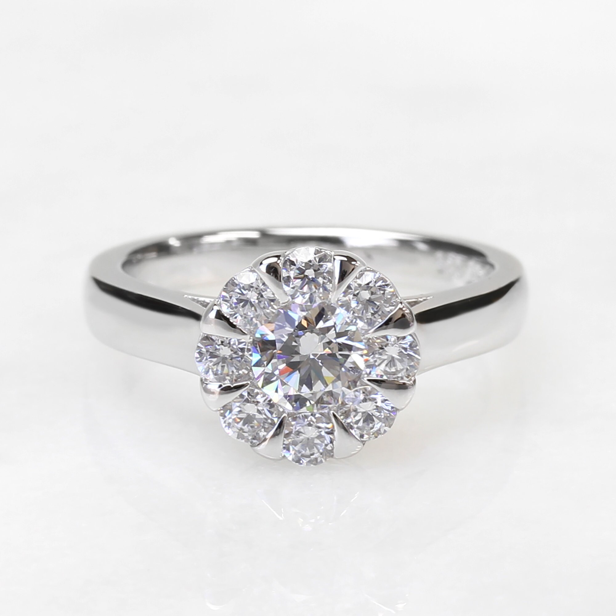 Platinum Plated Silver Wedding Ring 1 Carat CZ Stone Cluster | Etsy