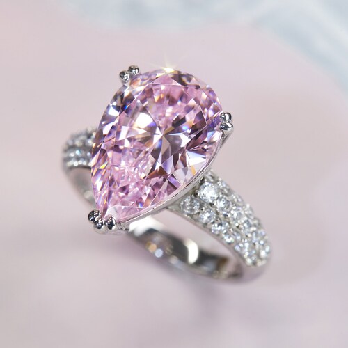 Pink / Cubic Zirconia / Sterling Silver / Cocktail / Ring - Etsy