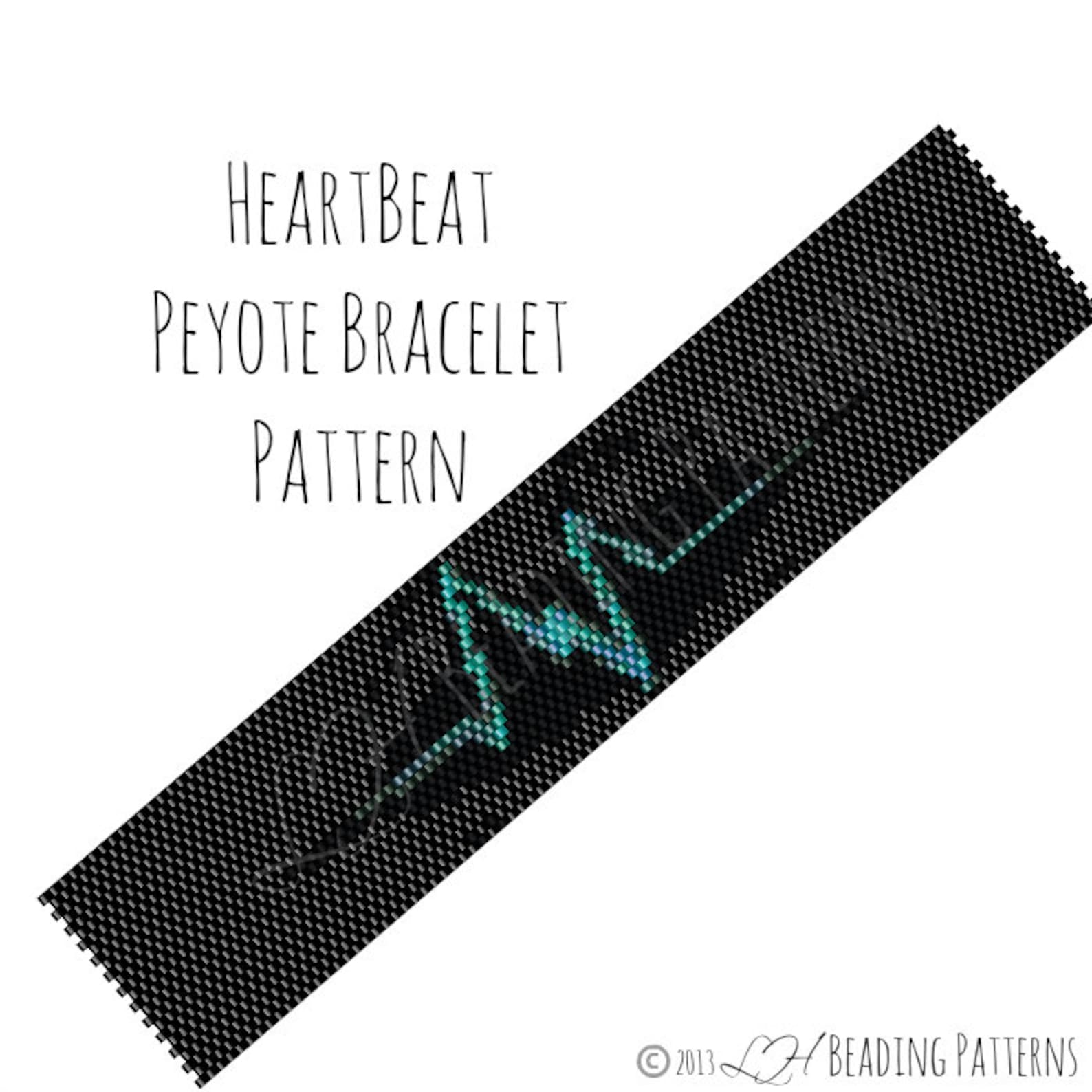 Seed Bead Bracelet Pattern, Heartbeat Cuff Peyote Pattern, Digital PDF ...