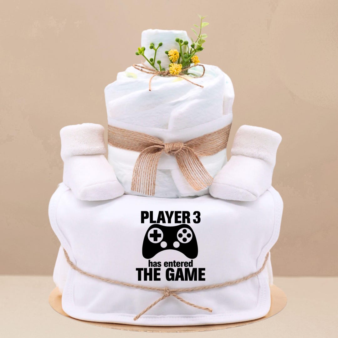 Diaper Cake | Player 3 Has Entered the Game | Gamer Birth Unisex | Baby ...