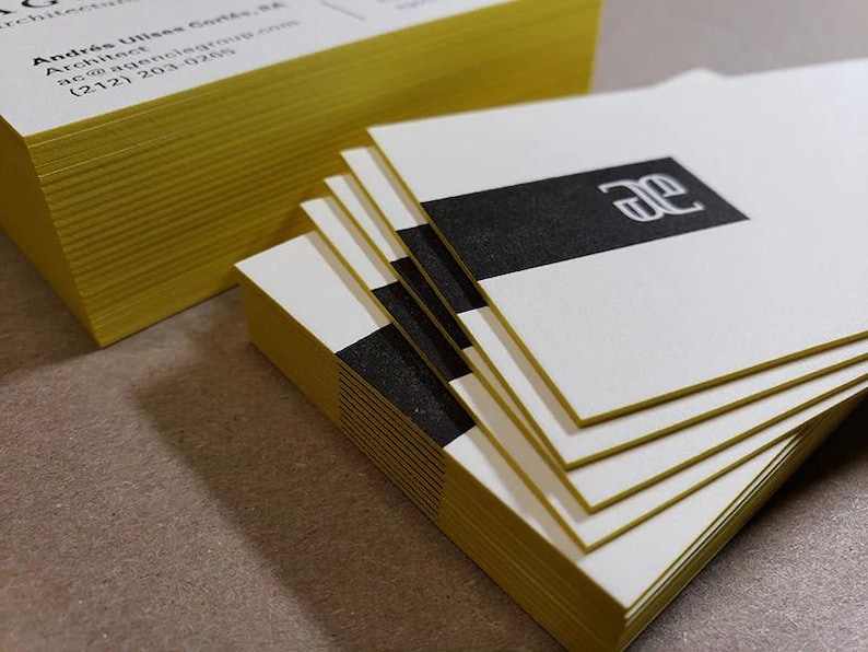 Letterpress Business Cards, Calling Cards, Custom Design, Color Edges ...