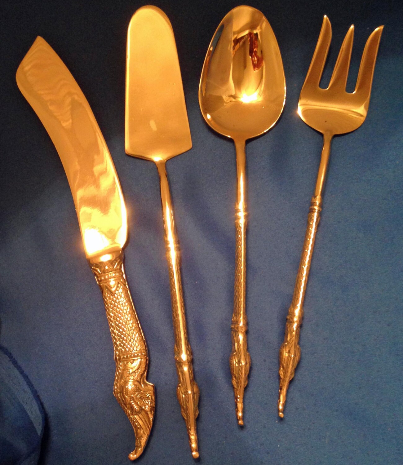 Vintage 4 Pc Polished Naga/serpent/dragon Serving Set of | Etsy