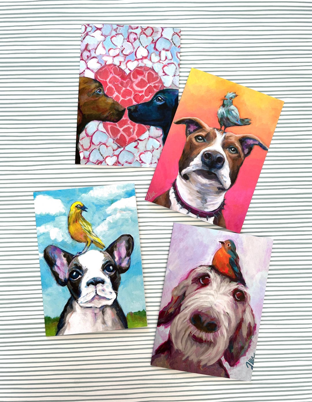 Greeting Cards (set of 4), Dog Lover Greeting Cards, Pit Bull Terrier ...