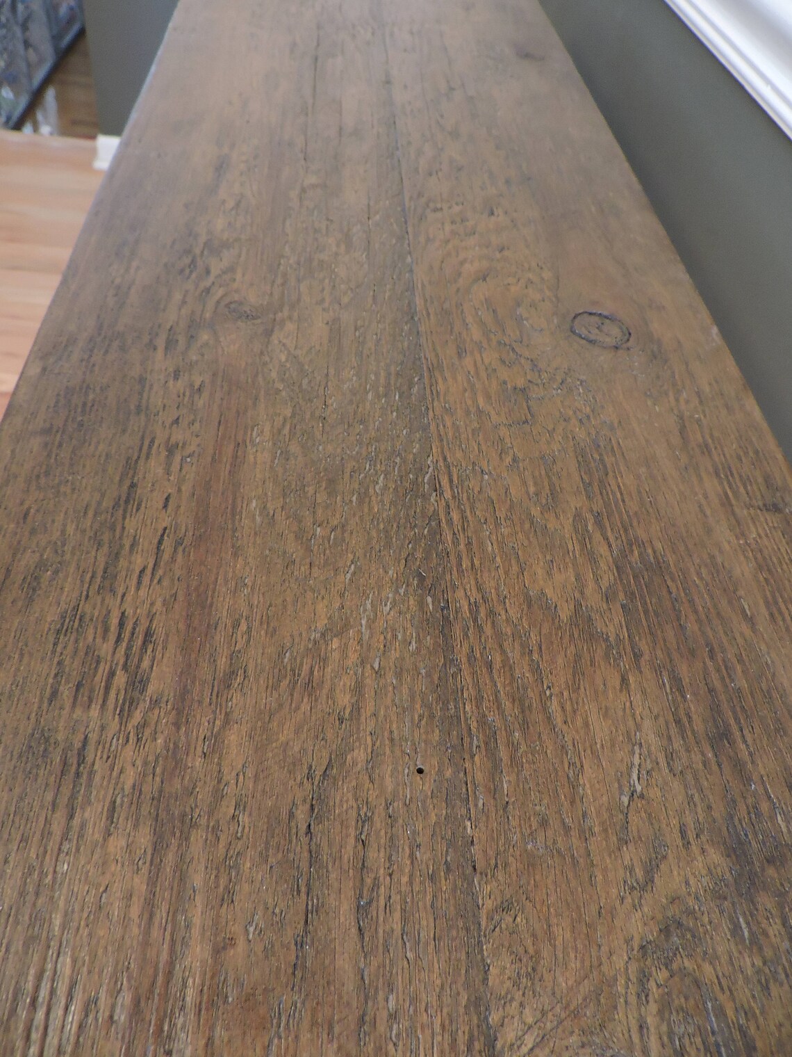 Barn Wood Console Table. Reclaimed Salvaged Barn Wood Top. Distressed ...