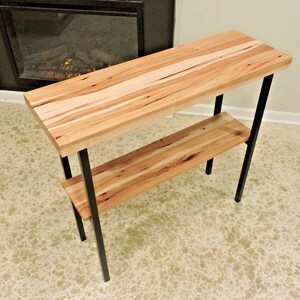 Hickory Console Table. Two Tier. Rustic Solid Wood. Custom Steel Base. - Etsy