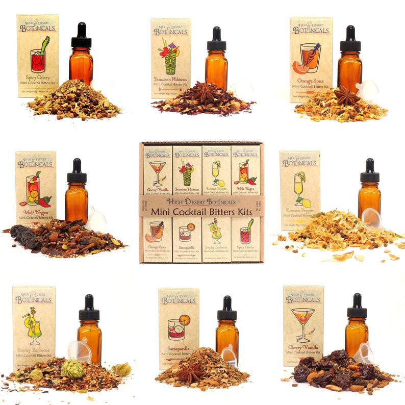 Set of 8 Mini Homemade Cocktail Bitters Kits | Etsy