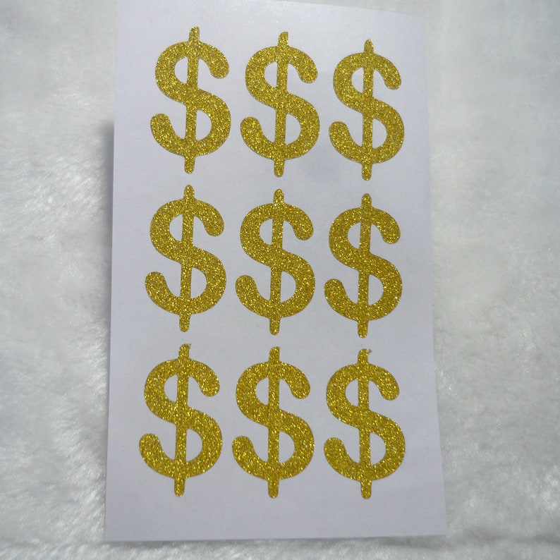 Dollar Sign Gold Glitter Sticker Label Silver Rose Gold Glitter ...