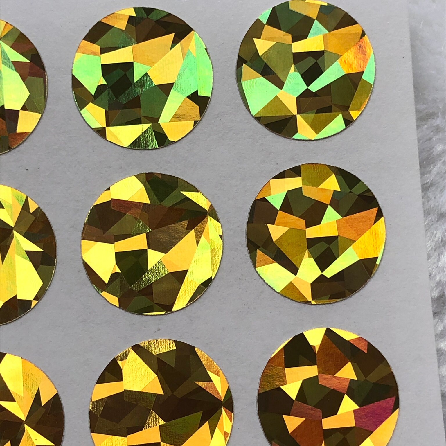 Gold diamond holographic sticker hologram circle sticker | Etsy
