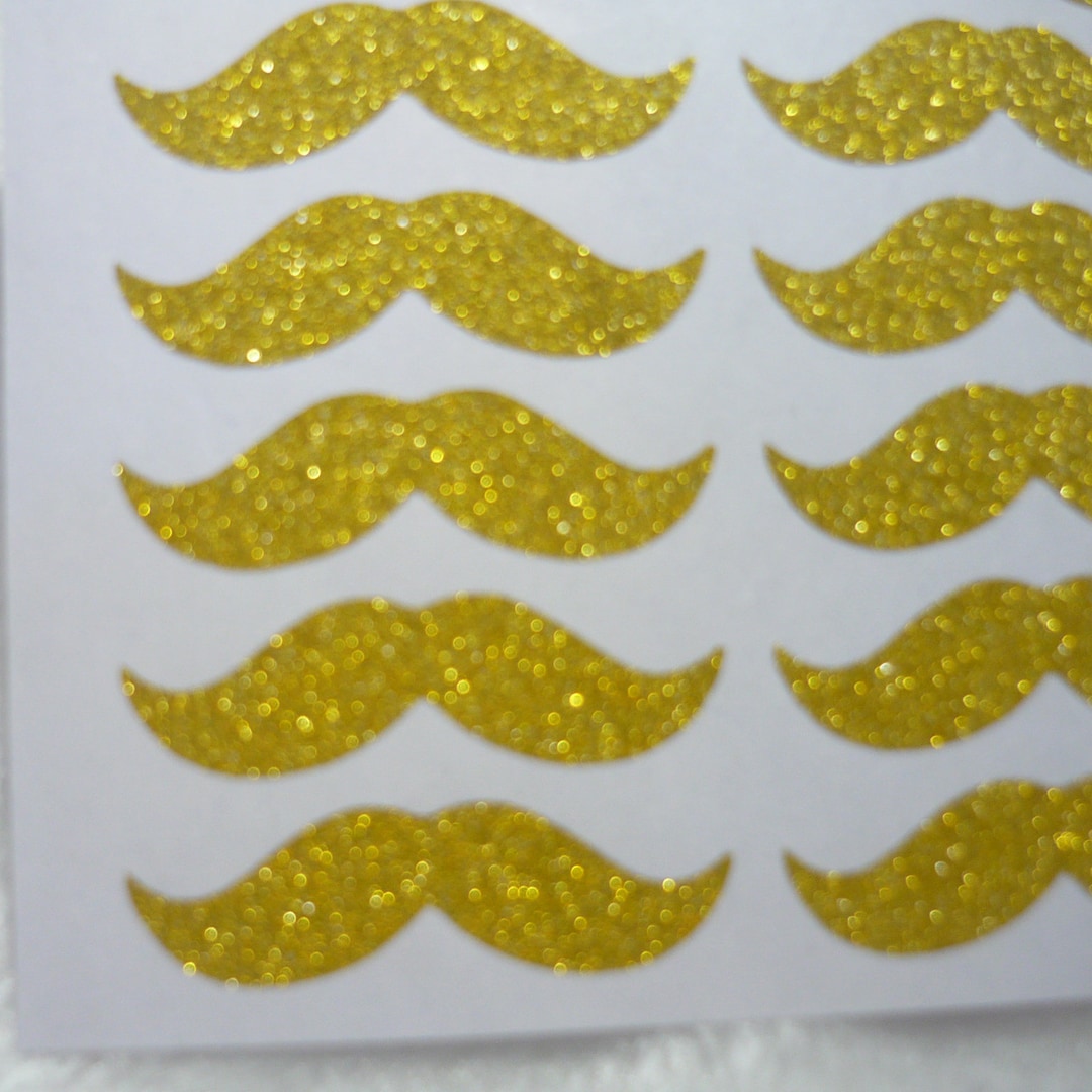Mustache Gold Glitter Sticker Label Silver Rose Gold Glitter Envelope ...