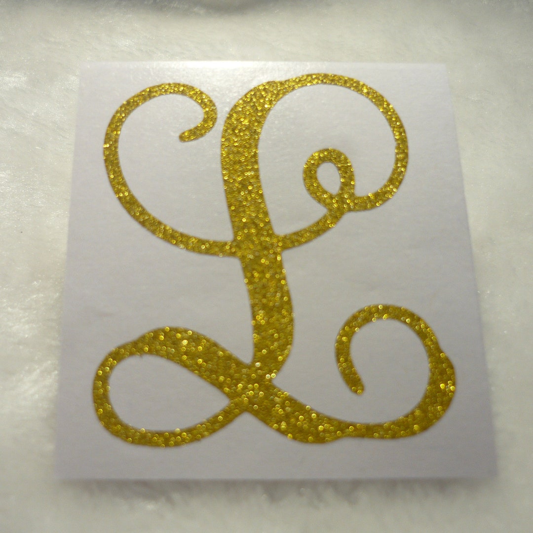 L Letter Gold Glitter Sticker Monogram Glitter Sticker - Silver Rose ...