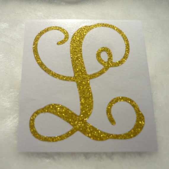 L Letter Gold Glitter Sticker Monogram Glitter Sticker - Etsy