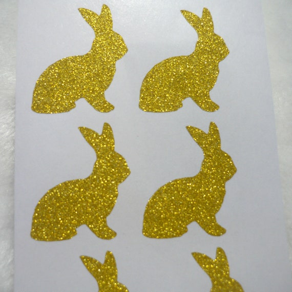 Gold Glitter Rabbit Sticker Label Bunny Wall Sticker With | Etsy