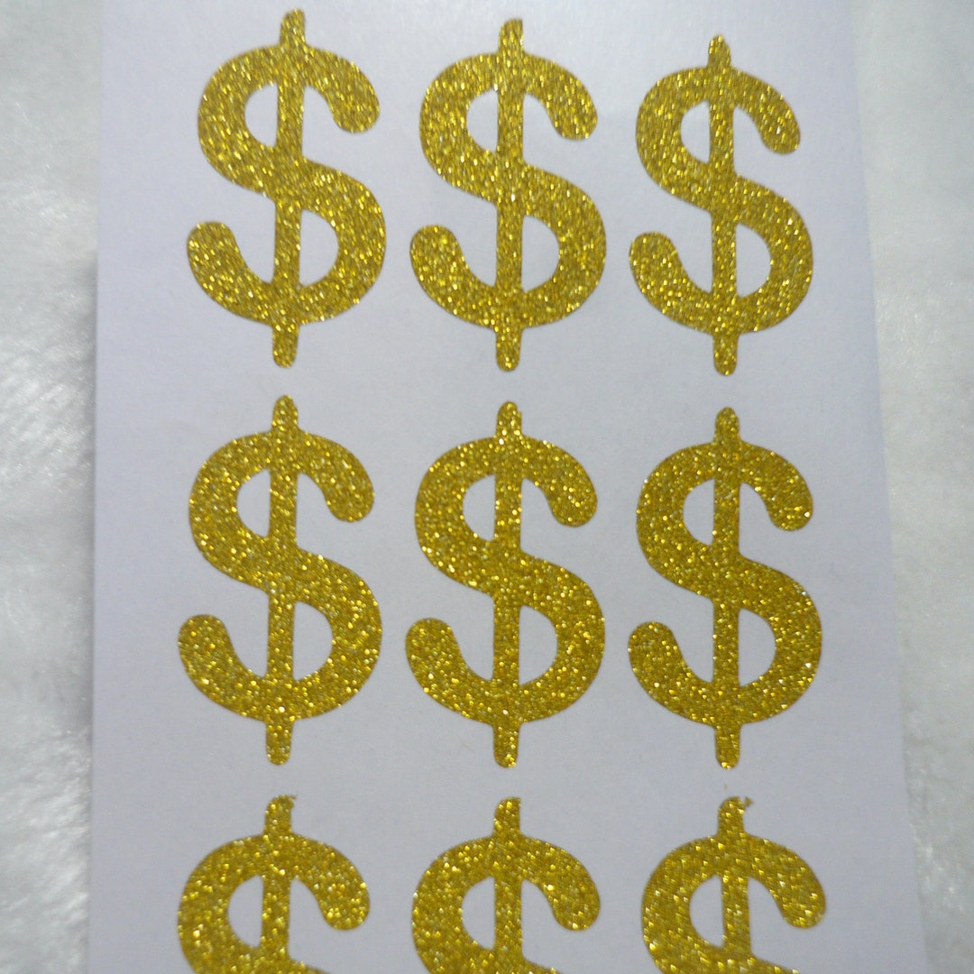 Dollar Sign Gold Glitter Sticker Label Silver Rose Gold Glitter ...