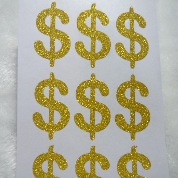 Dollar Sign Gold Glitter Sticker Label Silver Rose Gold - Etsy