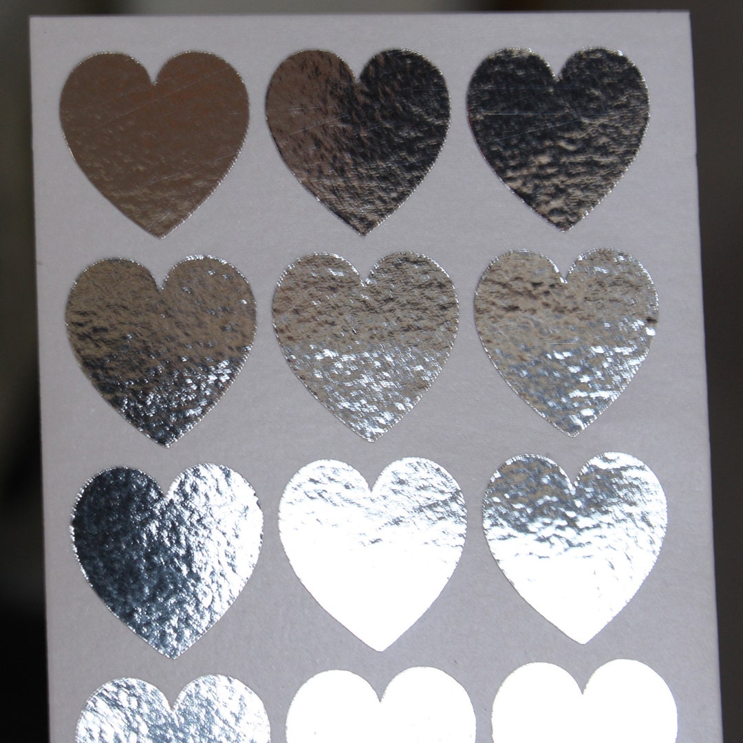 Hologram Silver Gold Foil Heart Stickers, Holographic Stickers , Heart ...