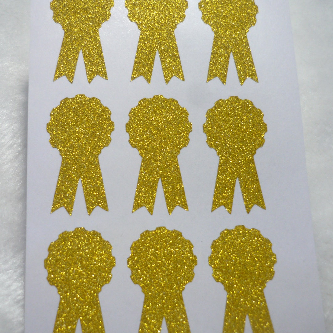 Award Ribbon Gold Glitter Sticker Label Silver Rose Gold Glitter ...