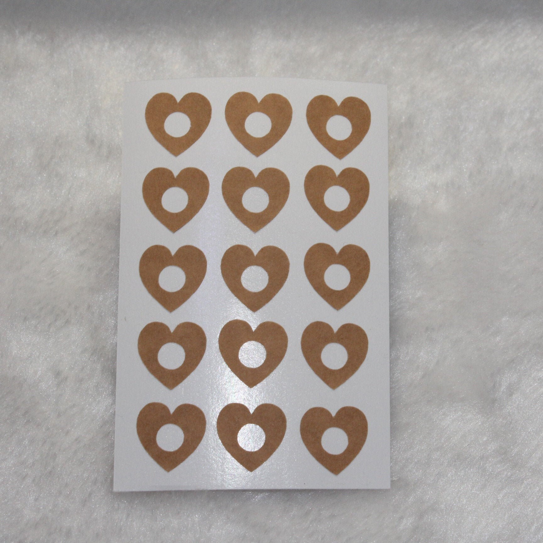 15mm Natural Brown Kraft Heart Ring Reinforcement Stickers for Parcel ...