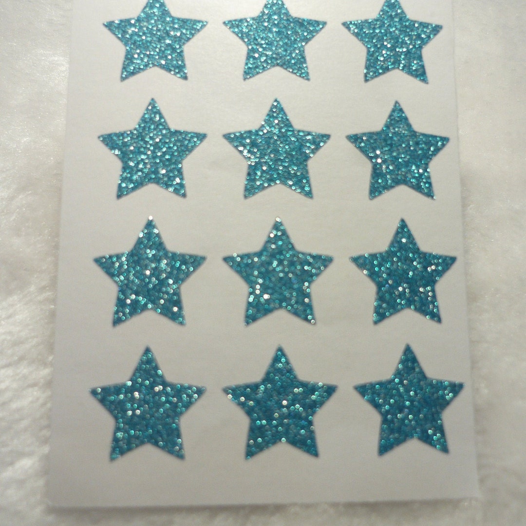 Turquoise Glitter Star Sticker Glitter Envelope Seals, Wedding Decor ...