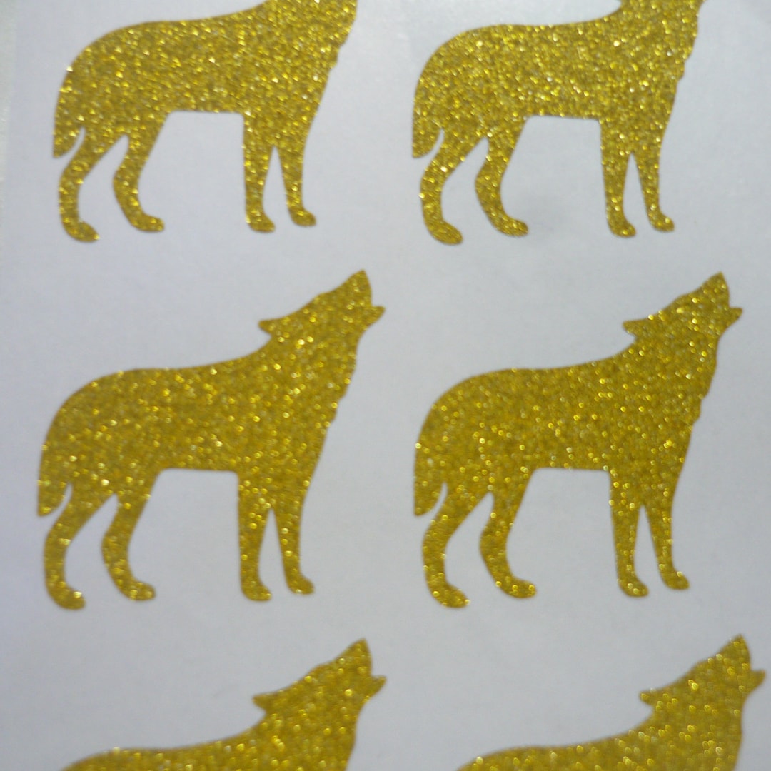Howling Wolf Gold Glitter Sticker Label Silver Rose Gold Glitter ...