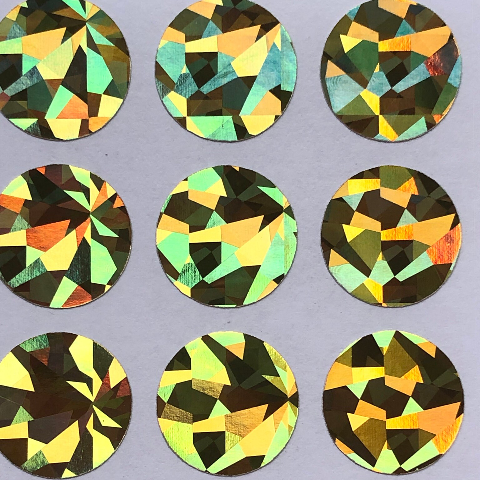 Gold diamond holographic sticker hologram circle sticker | Etsy