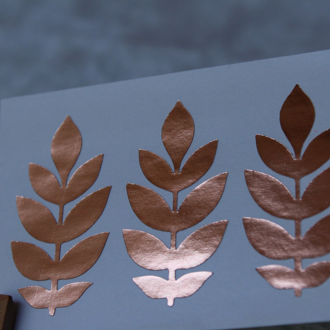 Metallic Rose Gold Foil Ash Leaf Sticker Envelope Seals, Wedding Decor ...