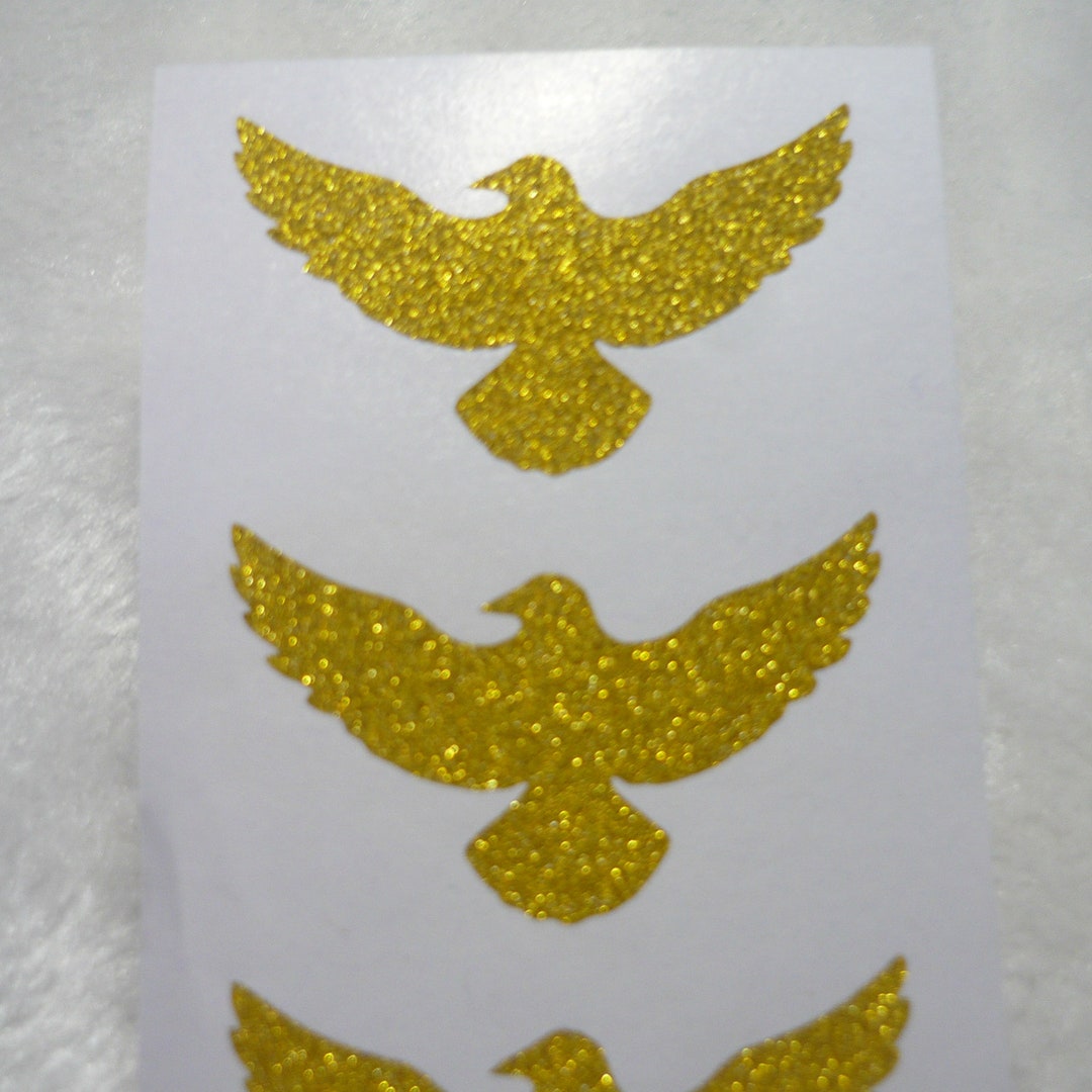 Flying Raven Gold Glitter Sticker Label Silver Rose Gold Glitter ...