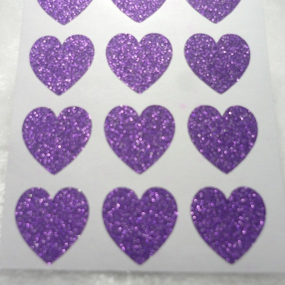 Purple Glitter Glamour Heart Sticker Glitter Envelope Seals | Etsy