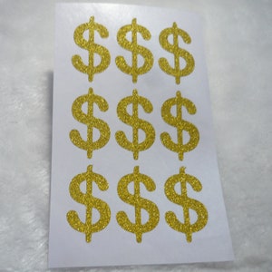 Dollar Sign Gold Glitter Sticker Label Silver Rose Gold Glitter ...