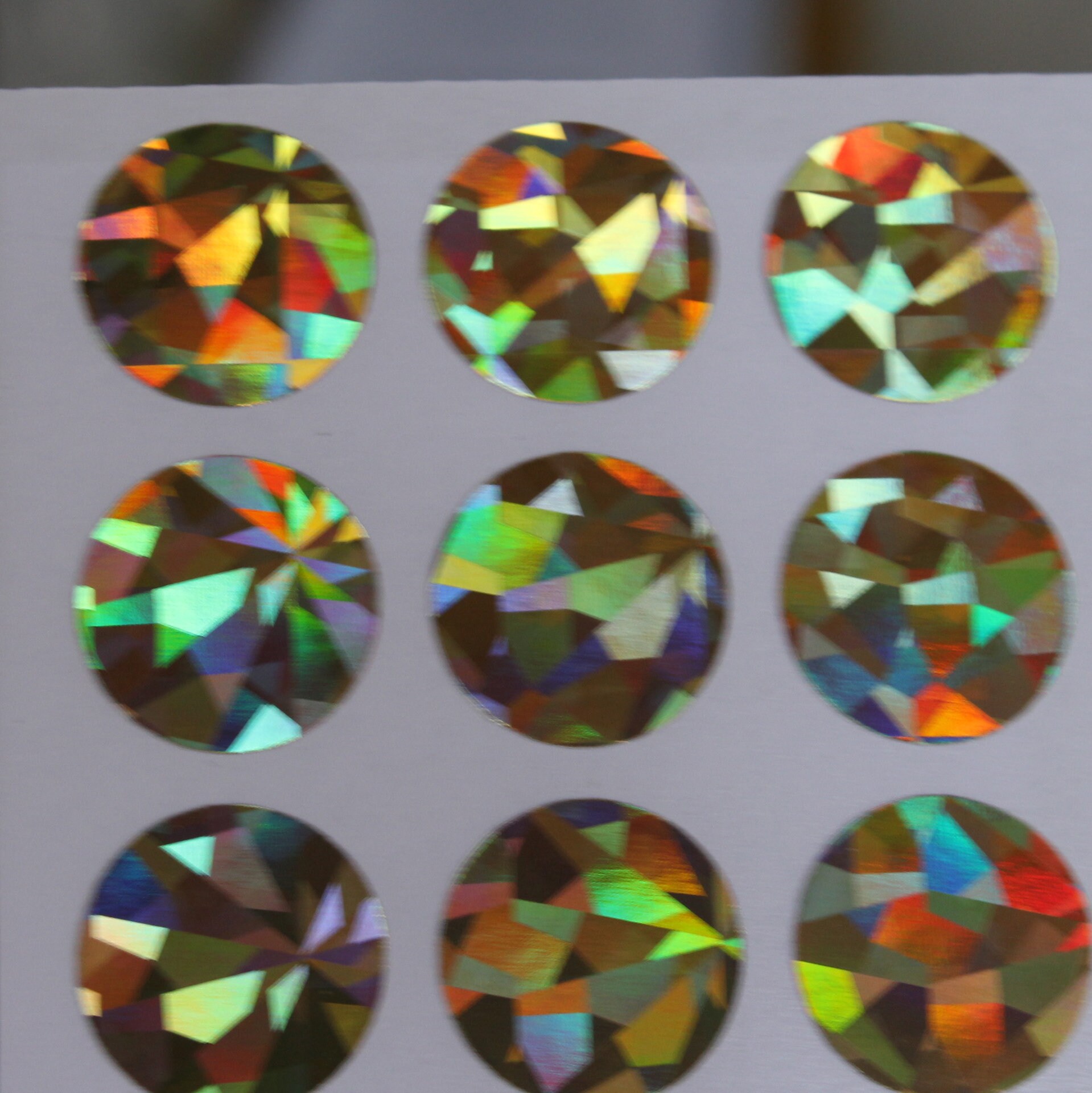 Gold diamond holographic sticker hologram circle sticker | Etsy