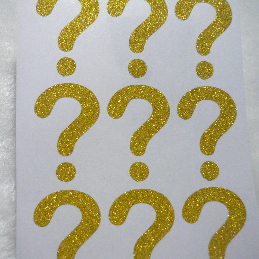 Question Mark Gold Glitter Sticker Label Silver Rose Gold Glitter ...