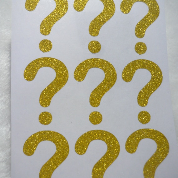 Question Mark Gold Glitter Sticker Label Silver Rose Gold | Etsy